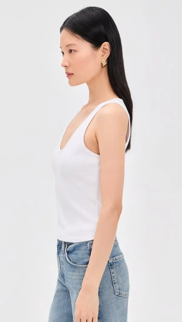 Paige Bali Ribbed Knit Tank Top - White