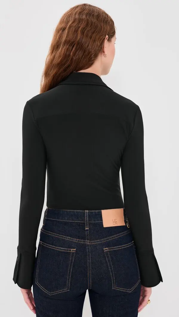 Alice + Olivia Freya Fitted Button-down Thong Bodysuit - Black