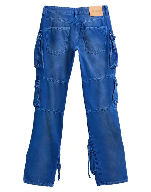 Attico Cotton Cargo Pants With Multiple Pockets - Blue