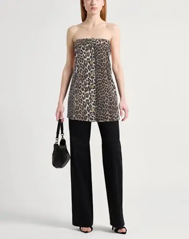 GANNI Leopard-print Belted Tube Top