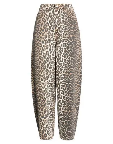 GANNI Leopard-print Organic Cotton Mom Jeans - Brown