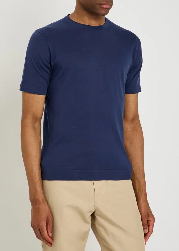 John Smedley Lorca Fine-knit Cotton T-shirt - Navy