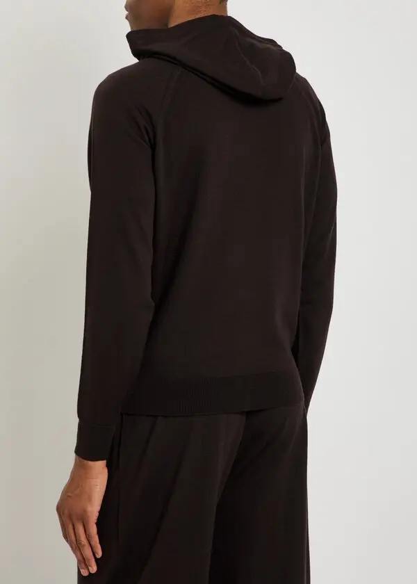 John Smedley Merino Wool Zip-up Hooded Jumper - Brown