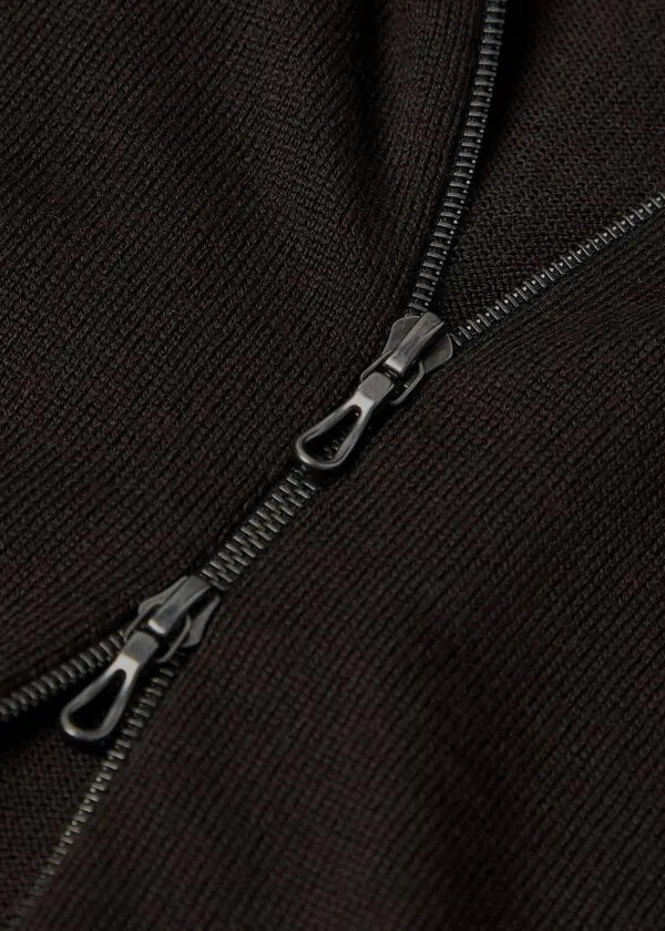 John Smedley Merino Wool Zip-up Hooded Jumper - Brown
