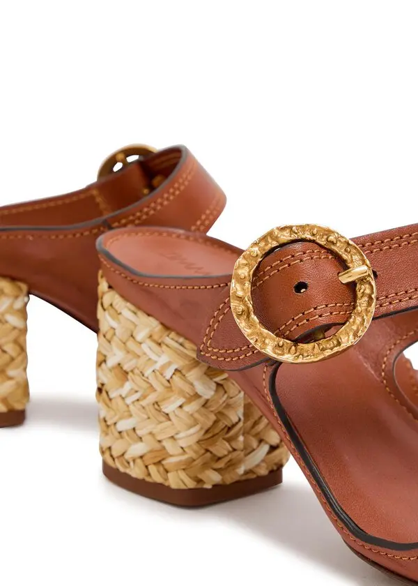 Zimmermann Solena Raffia Block Heel Mules