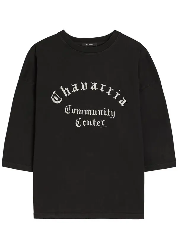 WILLY CHAVARRIA Buffalo Printed Cotton T-shirt - Black