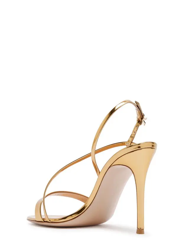 GIANVITO ROSSI Manhattan 95 Metallic Leather Sandals - Gold