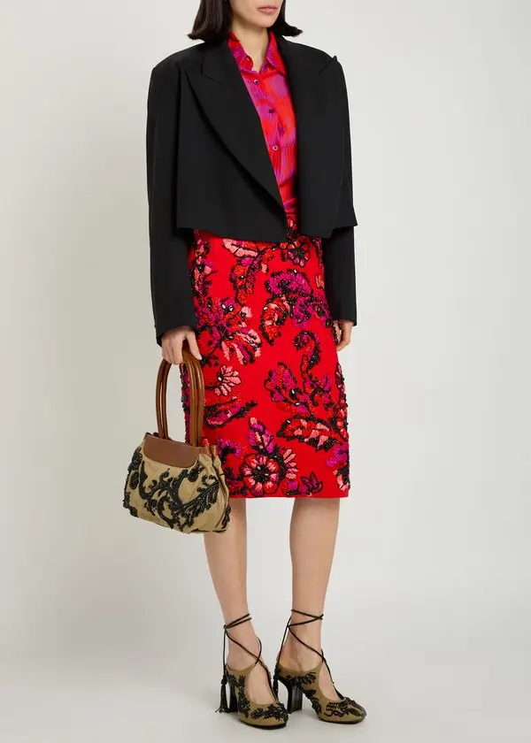 Dries Van Noten Embellished Twill Shoulder Bag