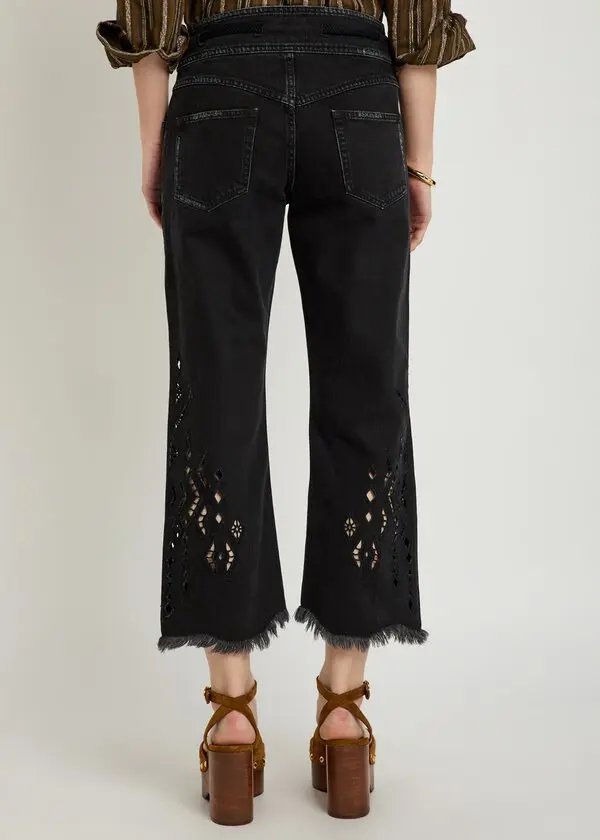 Isabel Marant Étoile Alison" Cropped Cut-out Denim Jeans - Black