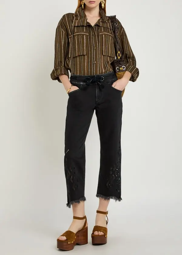 Isabel Marant Étoile Alison" Cropped Cut-out Denim Jeans - Black