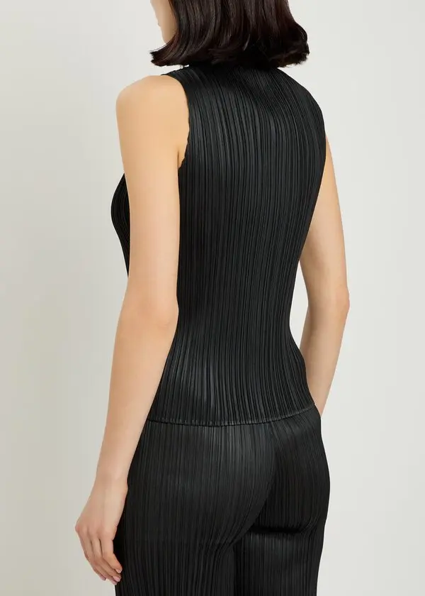 Issey Miyake Sleeveless Mock Neck Top - Black