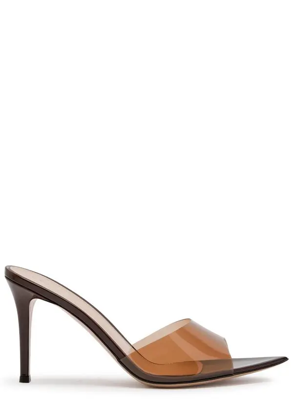 GIANVITO ROSSI Elle 85 Patent Leather Mules - Brown