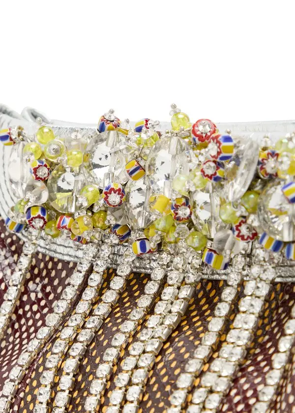 Dries Van Noten Embellished Snake-effect Leather Shoulder Bag