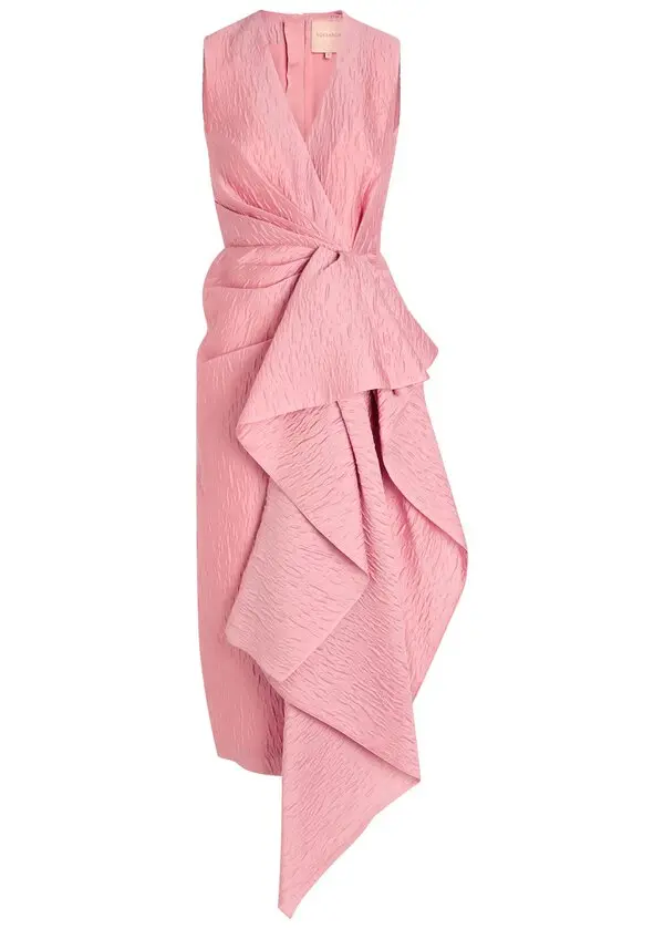 ROKSANDA Esra Cascading Cloqué Midi Dress - Pink