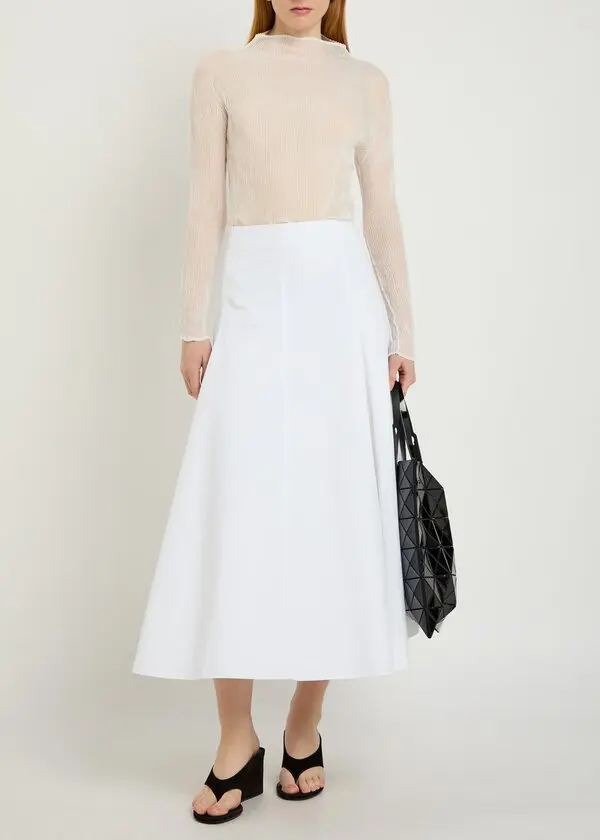Issey Miyake Pleated Semi-sheer Chiffon Top - White
