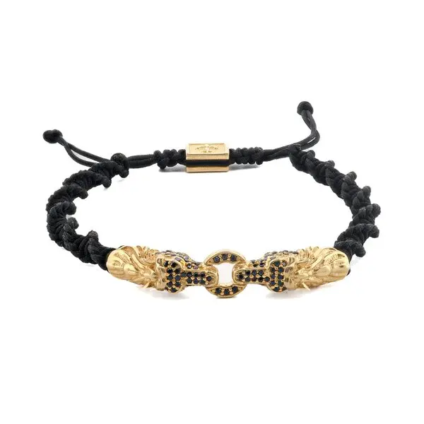 EBRU JEWELRY Gold Dragon Claw Black Diamond Woven Bracelet - Gold/black
