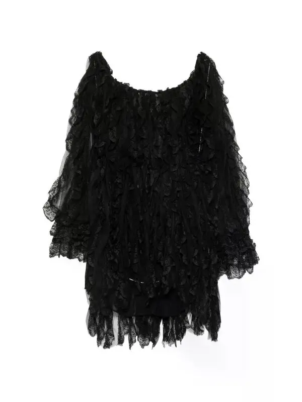 DUNESI Lace-trimmed Ruffled Mini Dress