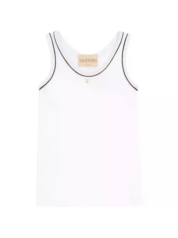 Valentino Garavani Cotton Jersey Top With Vlogo Detail - White