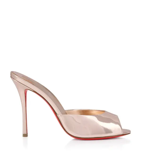 CHRISTIAN LOUBOUTIN Me Dolly Patent Leather Mules 100mm - Beige