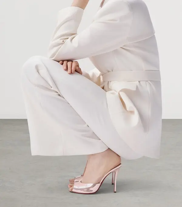 CHRISTIAN LOUBOUTIN Me Dolly Patent Leather Mules 100mm - Beige