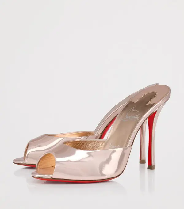 CHRISTIAN LOUBOUTIN Me Dolly Patent Leather Mules 100mm - Beige