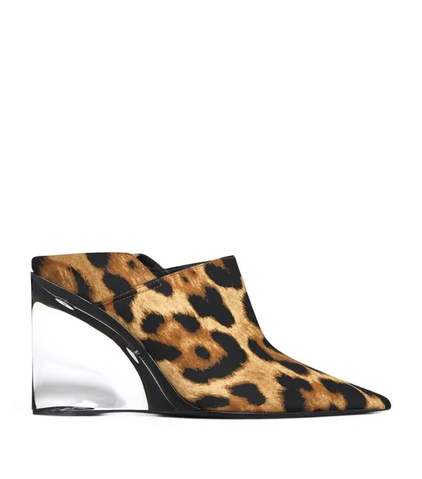 Alaïa Ocelot Print Wedge Mules