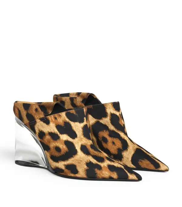 Alaïa Ocelot Print Wedge Mules