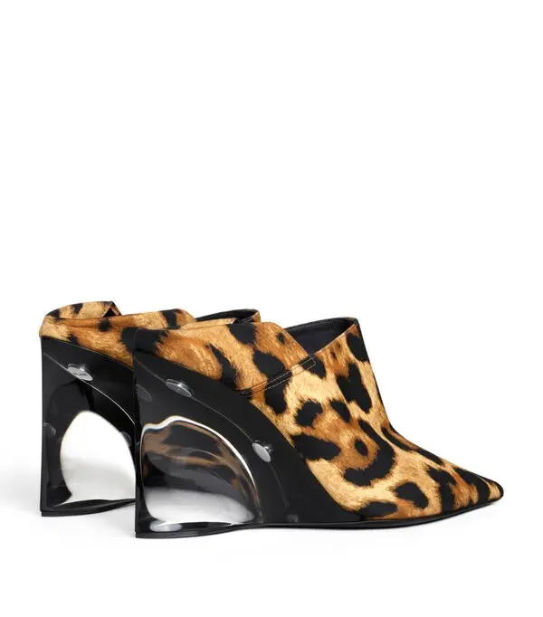 Alaïa Ocelot Print Wedge Mules