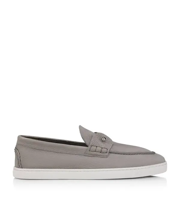 CHRISTIAN LOUBOUTIN Chambeliboat Leather Boat Shoes - Grey