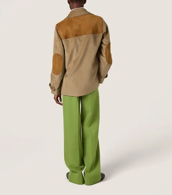 Miu Miu Single-breasted Corduroy Jacket With Leather Logo Detail
