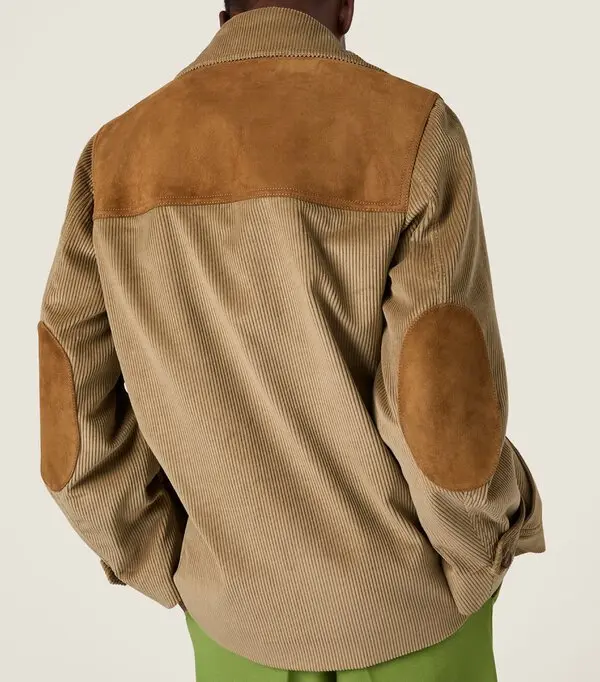 Miu Miu Single-breasted Corduroy Jacket With Leather Logo Detail
