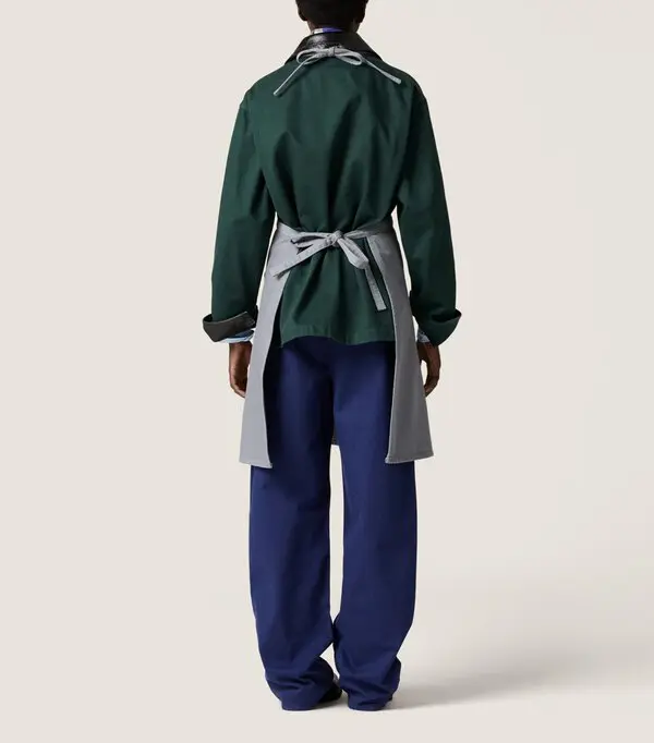 Miu Miu Cotton Chore Jacket With Leather Collar - Green