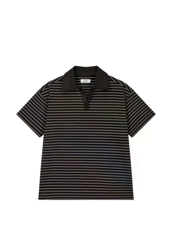 STUDIO TOMBOY Striped Polo Shirt With Spread Collar