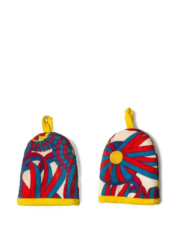 Hermès 1990s Printed Cotton Egg And Toast Set
