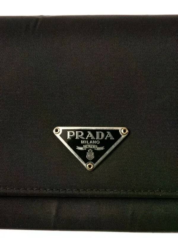 Prada 2000s Triangle Logo Wallet - Black