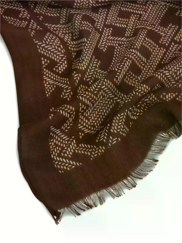 Tommy Hilfiger Monogram-print Frayed Scarf - Brown