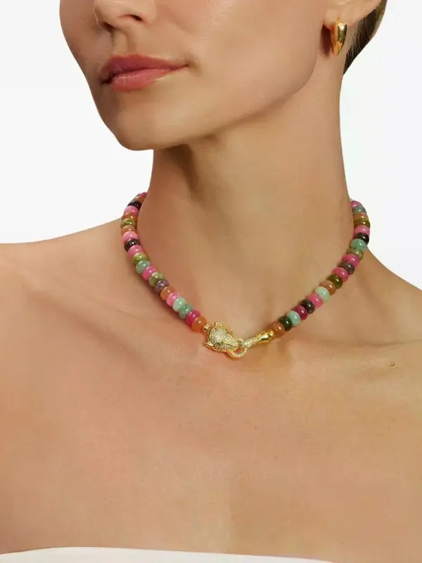 NIALAYA JEWELRY Panther-charm Beaded Necklace
