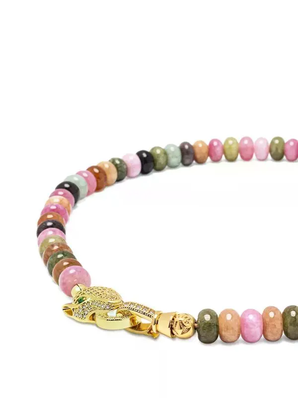 NIALAYA JEWELRY Panther-charm Beaded Necklace