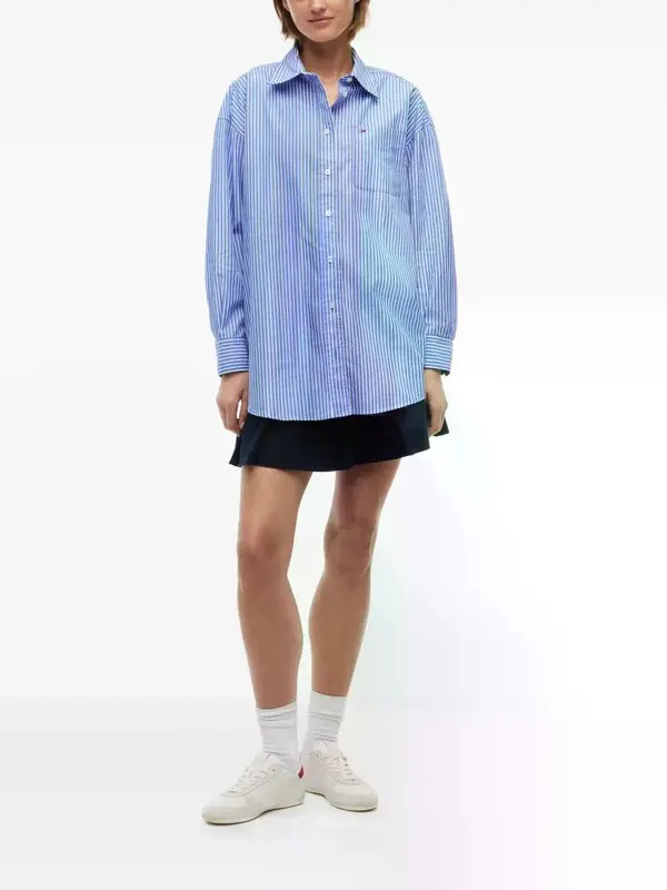 Tommy Hilfiger Vertical Stripe Logo Patch Oversized Shirt