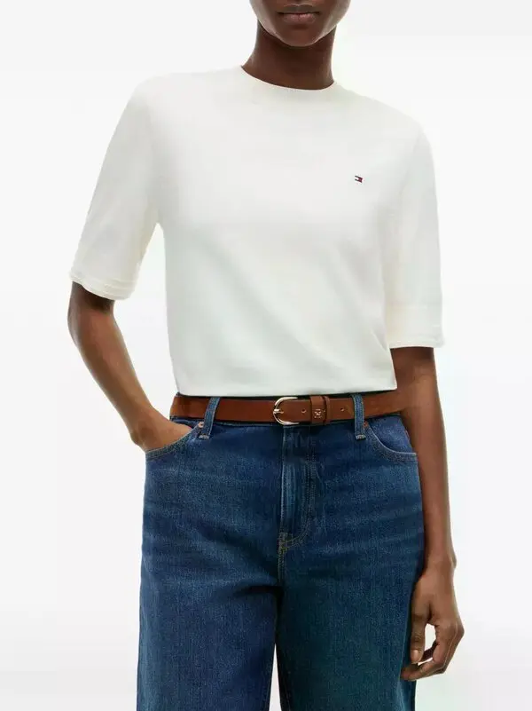 Tommy Hilfiger Embroidered Crew Neck Sweater - White