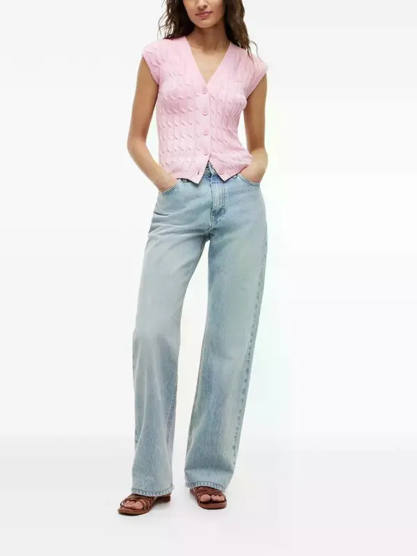 Tommy Hilfiger Sleeveless Cable Knit V-neck Cardigan - Pink