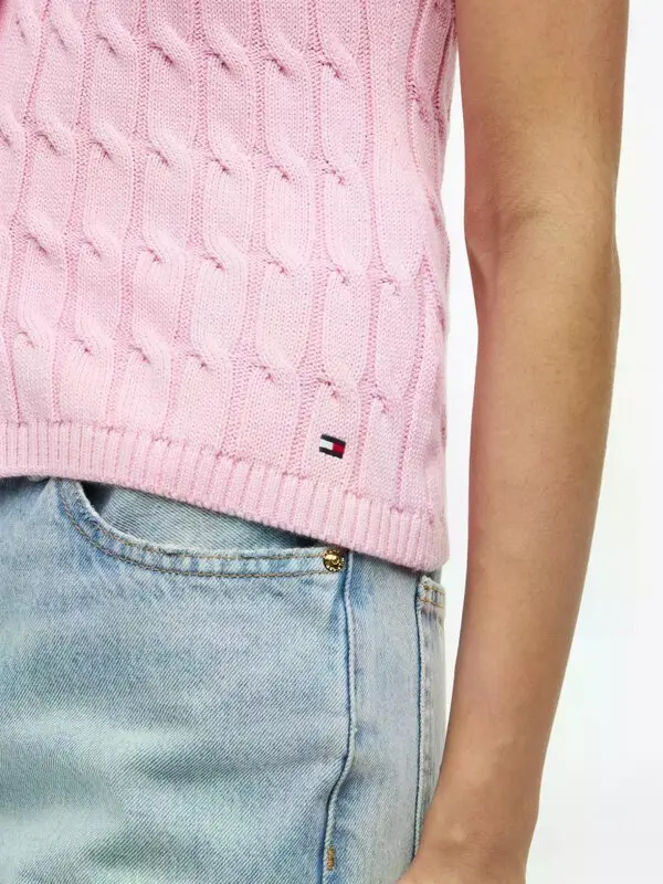 Tommy Hilfiger Sleeveless Cable Knit V-neck Cardigan - Pink