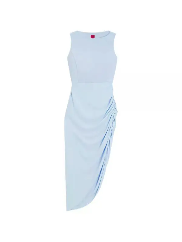 Hugo Asymmetric Ruched Boat Neck Dress