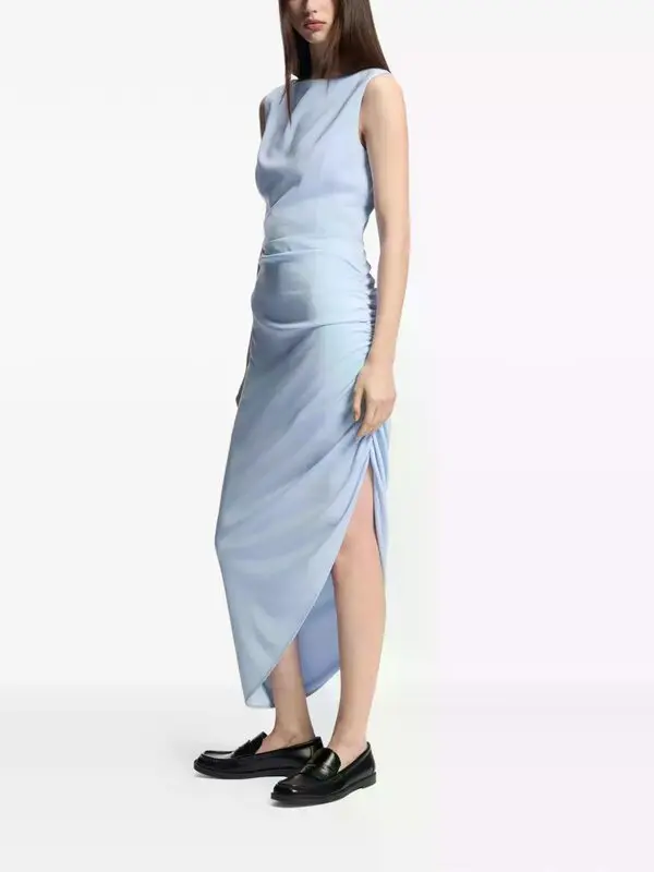 Hugo Asymmetric Ruched Boat Neck Dress