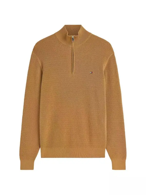Tommy Hilfiger Textured Quarter-zip Sweater - Brown