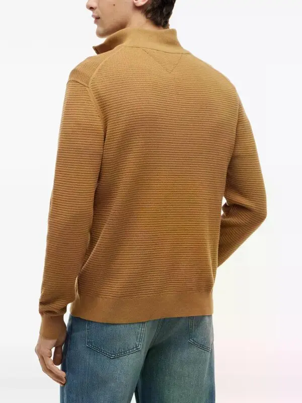Tommy Hilfiger Textured Quarter-zip Sweater - Brown