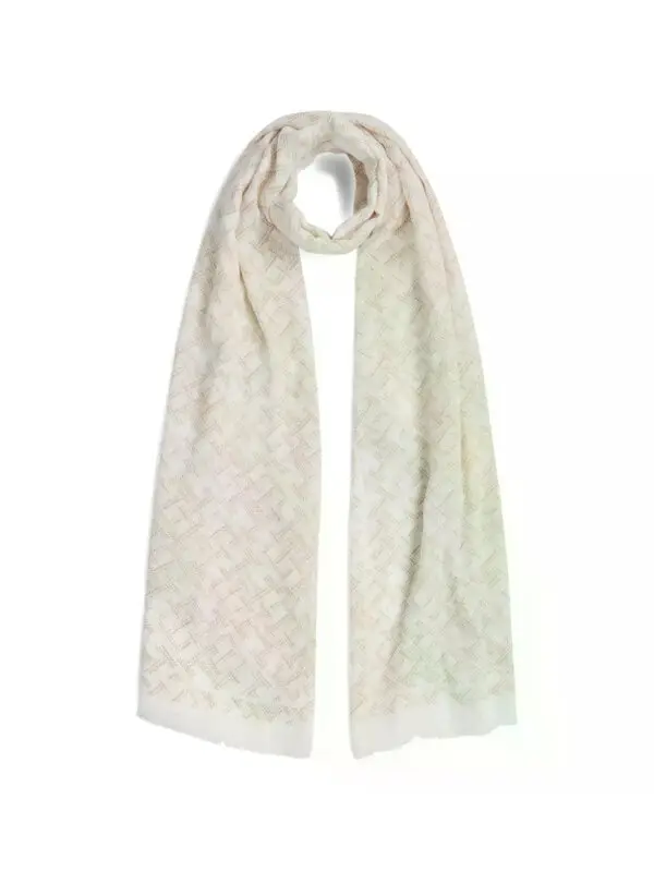 Tommy Hilfiger Monogram-print Frayed-edge Scarf - Neutrals