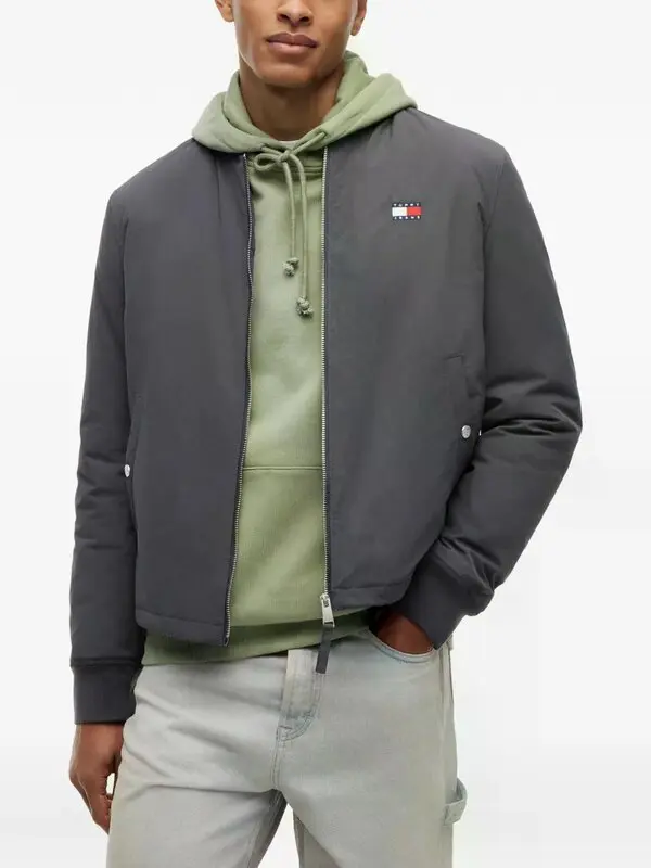 Tommy Hilfiger Logo Patch Zip-up Bomber Jacket - Grey