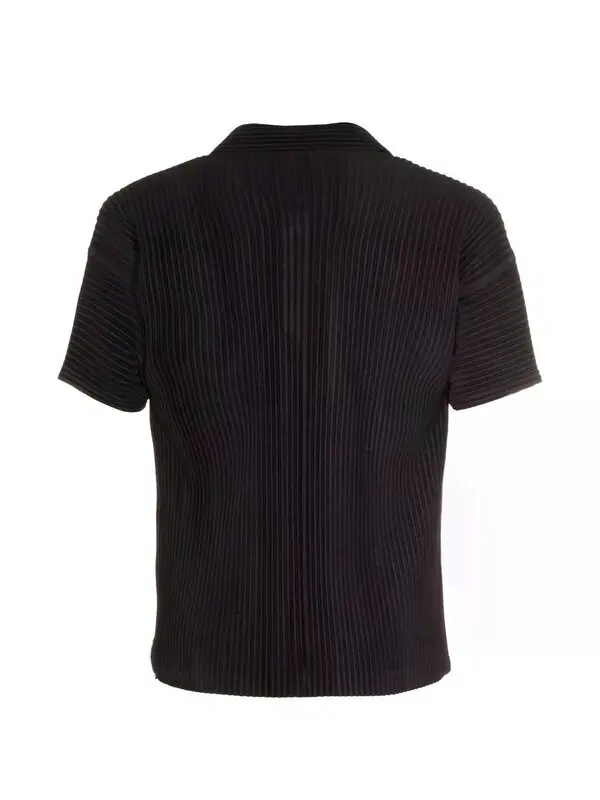 Issey Miyake Pleated Polo Shirt - Black