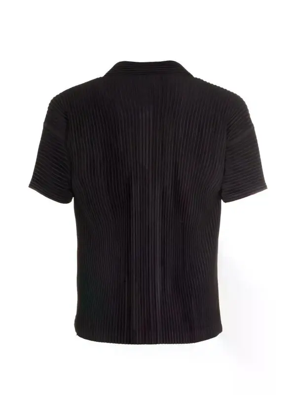 Issey Miyake Pleated Polo Shirt - Black